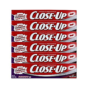 Close-Up Toothpaste, Refreshing Red Gel, Anticavity Fluoride, Cinnamon, 6 Ounce (Pack of 6)