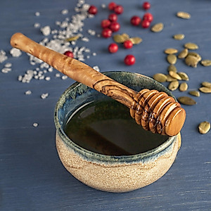 Forest Decor 5.3" Olive Wood Honey Spoons/Stick - Honeycomb Sticks for Drizzling Honey - Handcrafted Honey Dipper Stick - Wooden Honey Sticks for Honey Jar Dispense - Honey Stirrers Stick