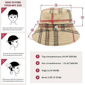 DOCILA Bucket Hat for Women Stylish Plaid Sun Protection Hats Foldable Checks Fisherman Cap Casual Sombrero De Copa Femme Fashionable Bob Visor Hat