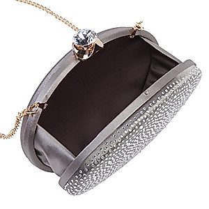 Damara Womens Oval Sparkling Rhinestones Back Smooth Evening Bag,Red