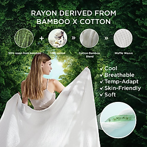 Bedsure Waffle Duvet Cover King - Moisture-Wicking Cotton Blend Rayon Derived from Bamboo Duvet Cover for Hot Sleepers, Cooling Bedding Set with a Vintage Charm, 3 Pieces (Coconut White, 104"x90")