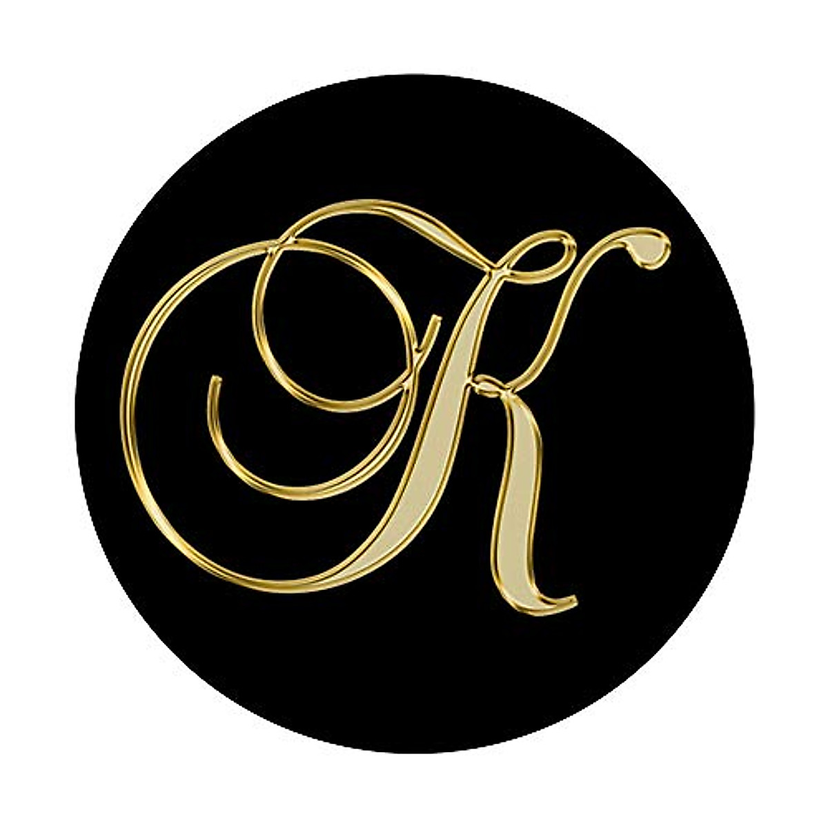 Monogram Initial Letter K Gold and Black PopSockets PopGrip: Swappable Grip for Phones & Tablets