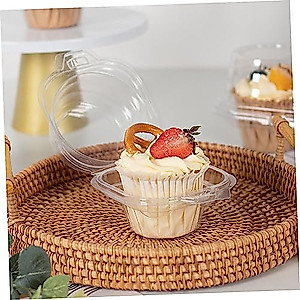 HEMOTON 100pcs Cupcake Packing Boxes Cake Packing Box Disposable Containers Mini Cake Boxes Mini Plastic Containers Dessert Holder Cups Cupcake Packaging Boxes Individual Cupcake Holder