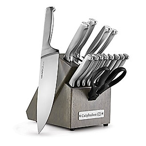 Calphalon Kitchen Knife Set with Self-Sharpening Block, 15-Piece Classic High Carbon Knives