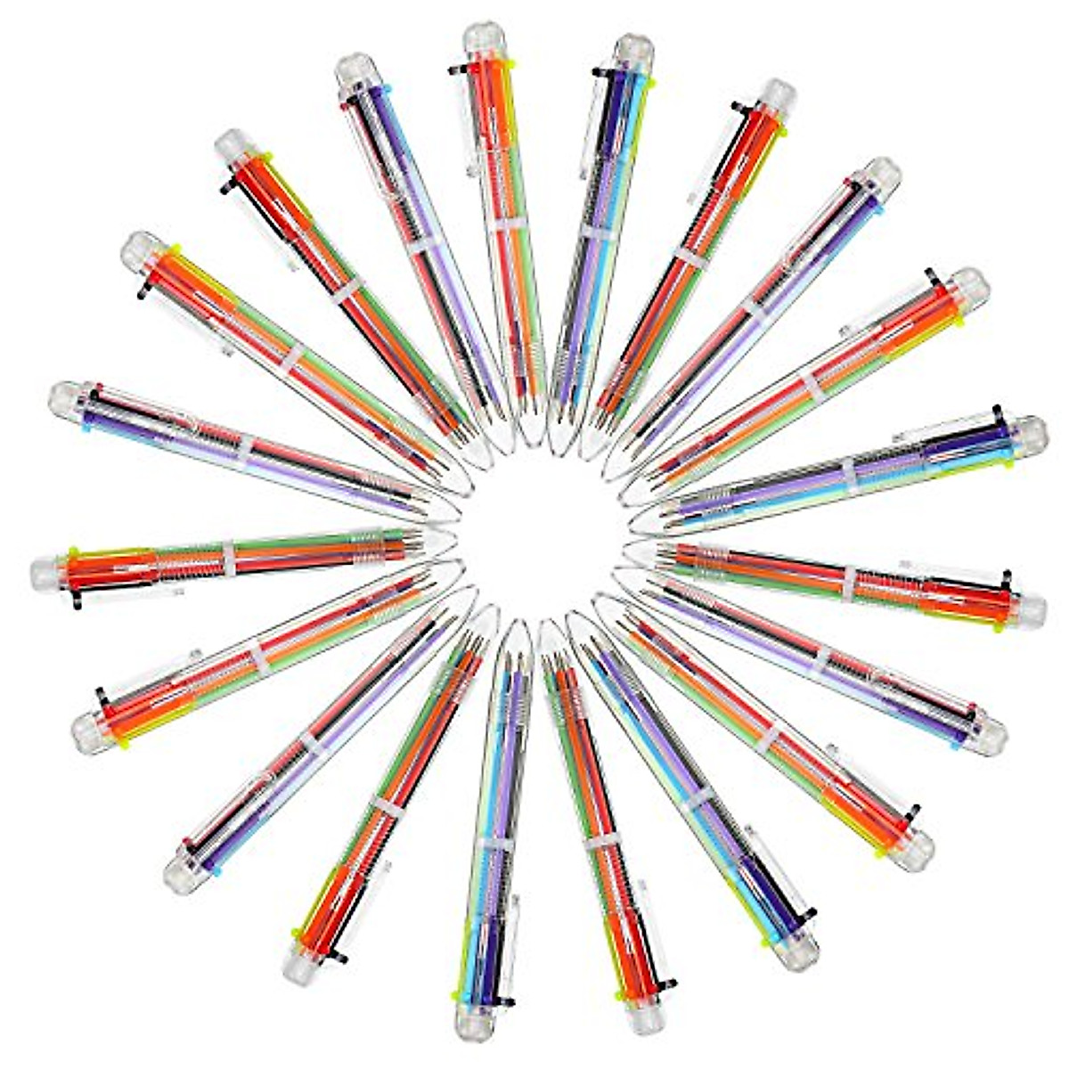 Hicarer 20 Pack 6-in-1 Retractable Ballpoint Pens 6-Color Ballpoint Pen Multicolor Pens for Office School Supplies Students Children Gift