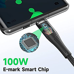 Deegotech USB C to USB C Cable 10ft, 2-Pack 100W 5A Nylon Braided Type C Charger Fast Charging for MacBook, Type C to Type C Cable Compatible with iPad Pro, MacBook Pro/Air, Galaxy S22+ S21 S20