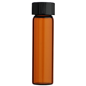 24-PC 4 DRAM 15 ml 1/2 oz AMBER GLASS VIALS WITH BLACK SCREW CAPS - MADE IN USA