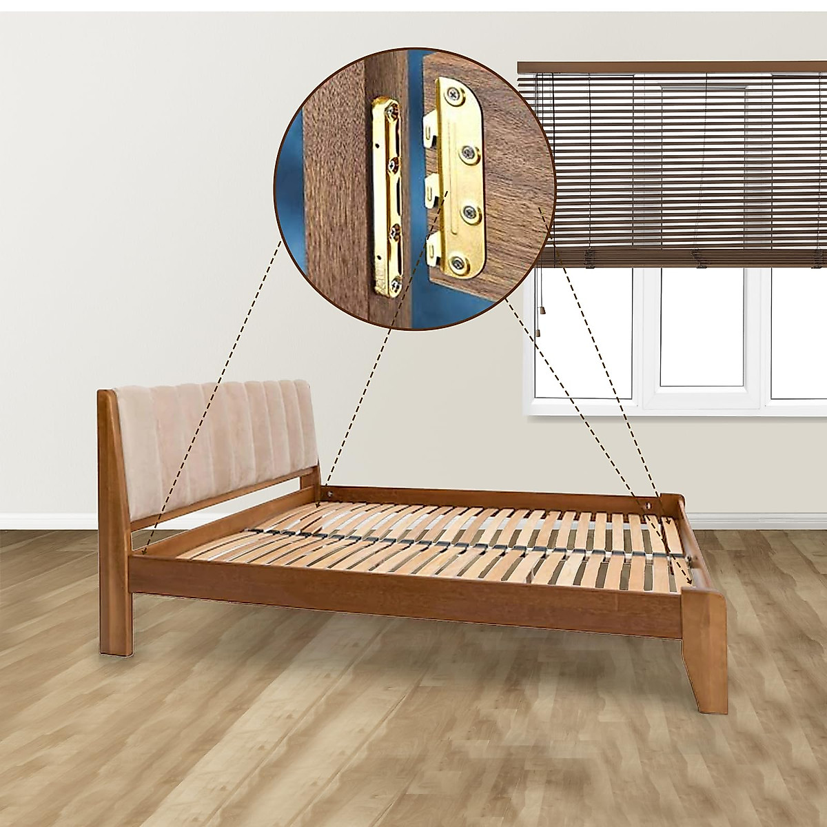 Bed Rail Brackets - 4 Set Bed Frame Hardware for Wood Bed Frame, Headboards Footboards - Steel Bed Rail Fasteners - Bed Rail Hooks