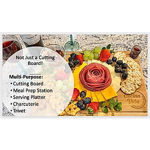 Cocina Vida Bamboo Cutting Board with 4 Collapsible Containers and Strainer - All-in-One Over the Sink or Counter Slide-out Bamboo Cutting Board - Kitchen Must Have