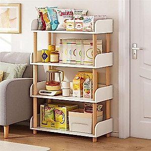 KWOKING Modern Style Etagere Bookshelf Wooden Open Back Bookcase Shelf Floor-to-Ceiling Living Room Multi-Layer Book Storage Rack Display Stand Bedroom Bookcase White 23.6" L x 9.4" W x 43.3" H
