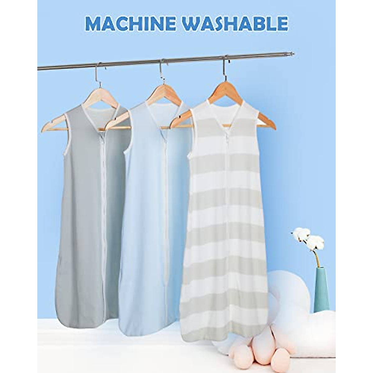 Lictin Baby Sleep Sacks-3 Packs Cotton Baby Wearable Blanket 0.5 TOG,Unisex Sleepsack with Adjustable Length 18-36 Months, Baby Sleeping Bag with 2-Way Safe Zipper for Infant Toddler Boy or Girl