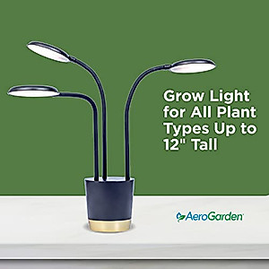 AeroGarden Trio Grow Light for Indoor Plants, Grow Live Plants Anywhere in The Home, Adjustable Light Modes, Black