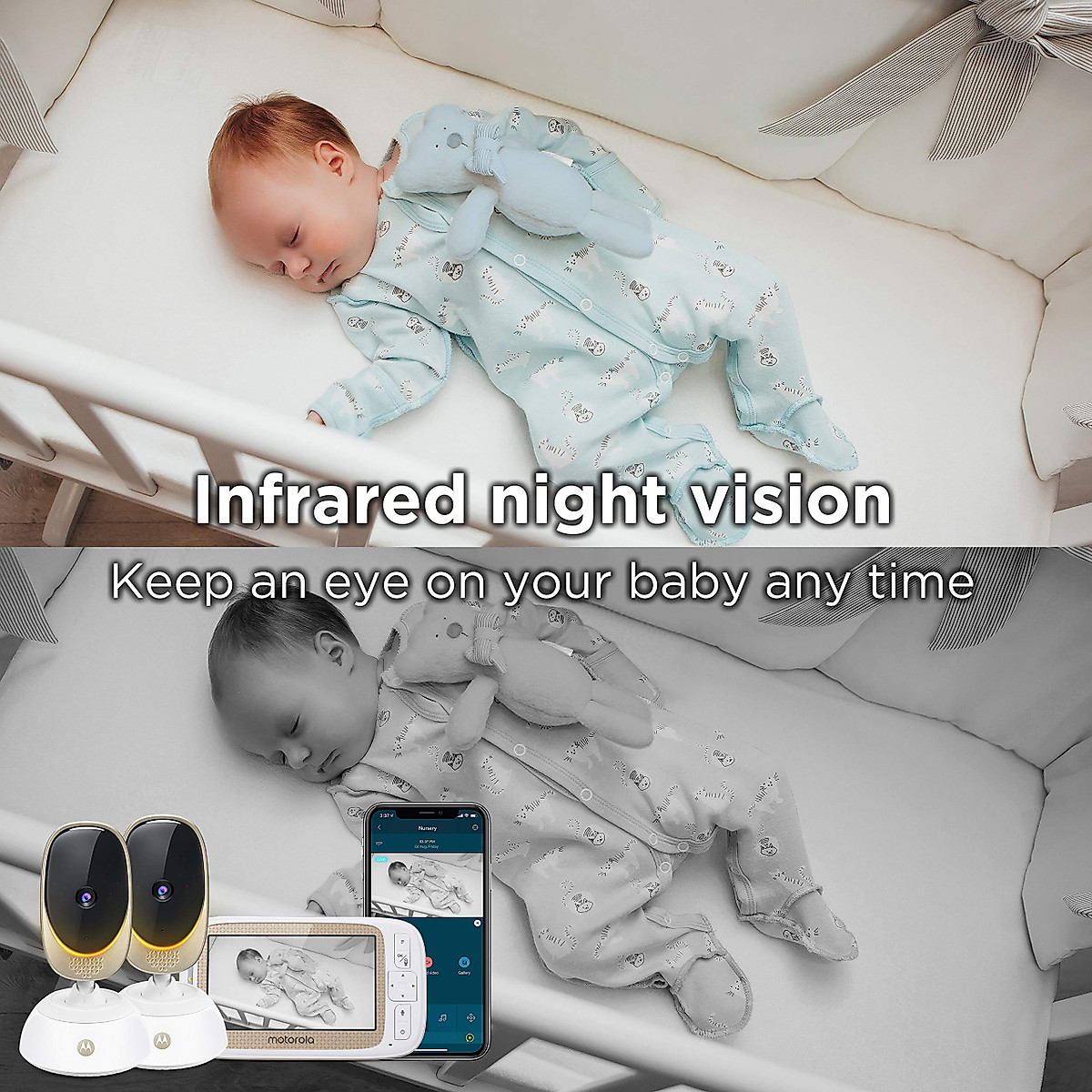 Motorola Baby COMFORT85 Connect Video Baby & Home Monitor with 5" HD Display and Wi-Fi Viewing, Digital Tilt and Zoom, Remote Pan Scan, Night Vision and Mood Lighting