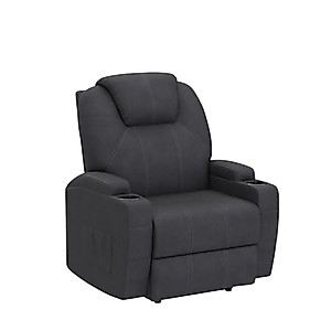 YITAHOME Power Lift Recliner Chair for Elderly, Electric Lift Chair with Heat and Massage, Fabirc Recliner Sofa with 2 Cup Holders, Side Pockets & Remote Control for Living Room,Grey
