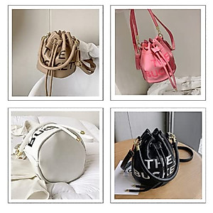 Bucket Bag For Women Leather Bucket Bag Purses, Crossbody Bags Drawstring Handbags Tote Hobo Bag Black
