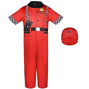 Jeowoqao Dress up Clothes for Little Boys Girls, Kids Dress Up Pretend Play Costumes,Police, Firefighters,Racers,Astronauts Costume for Toddler Age 3-6 Years Play Gift