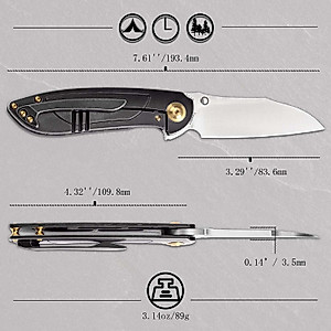 KANSEPT Prometheus Pocket Folding Knives for Men EDC Camping Folding Knife 3.29'' Satin CPM S35VN Material Pocket Folding Knife with Twill Carbon Fiber Handle Everyday Carry Folding Knife K1040A1