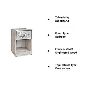 Signature Design by Ashley Paxberry Boho 1 Drawer Nightstand, Whitewash