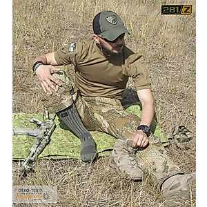 281Z Military Boot Socks - Tactical Trekking Hiking - Outdoor Athletic Sport (Black)(Medium 2 Pairs Pack)