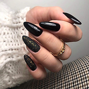 senvenski Grey Black Gel Nail Polish, White Glitter Dark Purple Charcoal Pewter Gel Polish Shimmer Crystal Gift Soak Off Set UV LED Art Varnish (CS010)