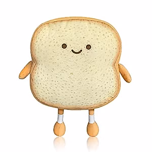 RELIGES Toast Bread Plush Pillow,Cute Simulation Bread Shape Pillow Soft Lumbar Back Cushion Plush Stuffed Toy for Home Decor (Happy)