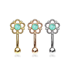 Amelia Fashion 16 Gauge Turquoise Center Flower Filigree, No Color, Size No Size