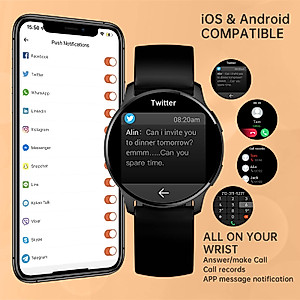 Colesma Smart Watch(Answer/Make Call) for Men Women Android iOS Phones,Waterproof Smartwatch with Fitness Tracker,Health Monitoring Blood Pressure Heart Rate SPO2,1.32" Black Metal Watch