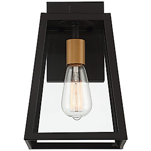 John Timberland Arrington Rustic Industrial Farmhouse Outdoor Wall Light Fixture Mystic Black 13" Clear Glass for Exterior Barn Deck House Porch Yard Patio Outside Garage Front Door Garden Home