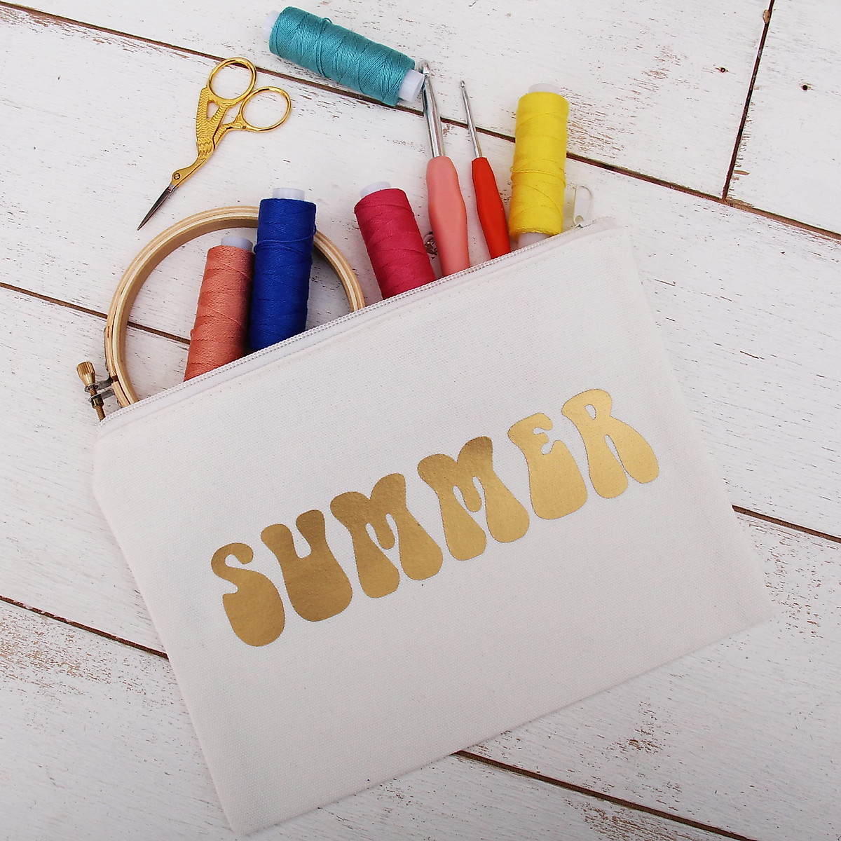 Threadart Canvas Pencil Pouch Black with Zipper For Organization, Small Tools, Makeup Organizer Bag - 100% Cotton Canvas Heavy Duty 7" x 9.25"