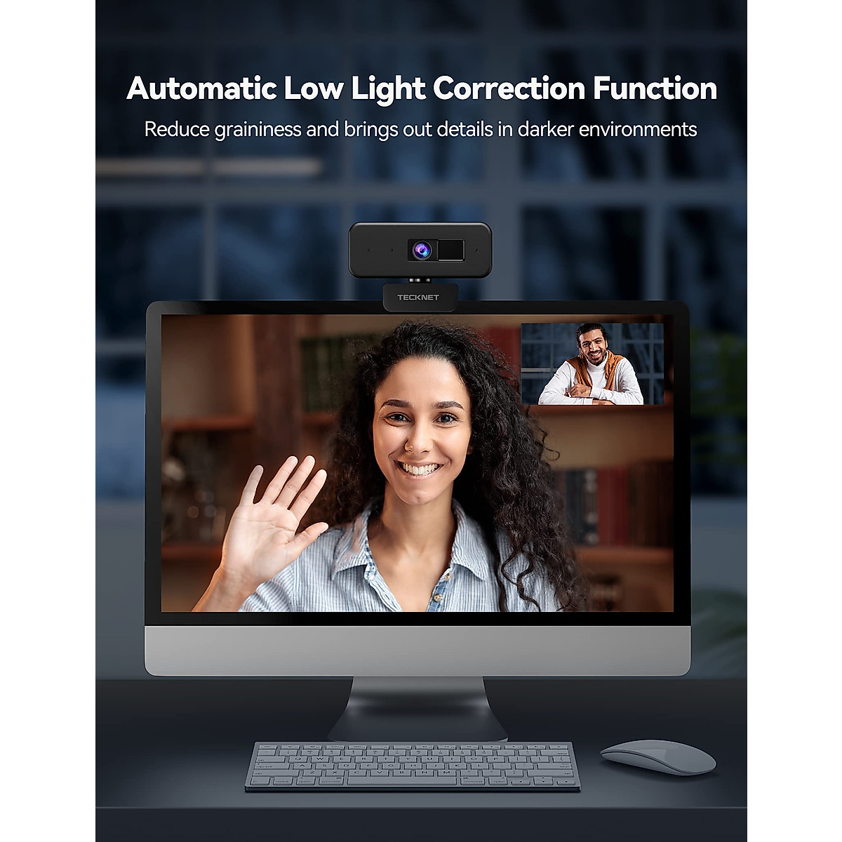 TECKNET 1080p Webcam with Microphone & Privacy Cover, Streaming Camera 30fps USB Computer Camera with 110-degree AOV, Web Camera for Video Conferencing/Calling/Live Streaming/Online Learning