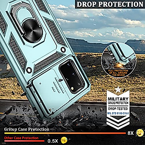 Gritup for Samsung Galaxy S20+ Plus Case with Slide Camera Cover, Build in 360° Rotating Ring Kickstand [Military Grade] Protective Case for Galaxy S20 Plus 5G, Dark Green