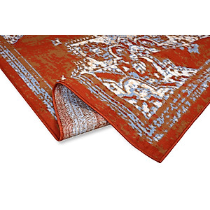 Furnish my Place Bohemian Rug - 7 ft. 8 in. x 11 ft, Rust, Indoor Area Rug with Bordered Design, Jute Backing