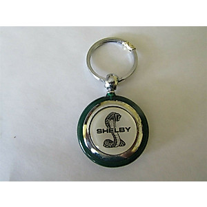 VINTAGE SHELBY GT-350 GT-500 COBRA SNAKE ROUND PLASTIC KEYCHAIN - GREEN