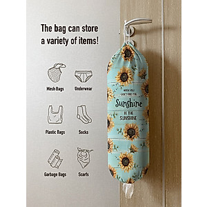 Hglian Farmhouse Plastic Bag Holder Dispenser and Sunflower Grocery shopping bags Storage saver Organizer