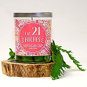 I'm 21 | Tropical Fruit, Spice, Vanilla | Scented Soy Candles | 10 Oz. Jar Candle | Made in USA | Decorative Aromatherapy | 21 Year Old Birthday Gifts | 21st Birthday Candles