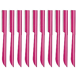 Miss Gorgeous London Eyebrow Razor, Eyebrow Razor Shaper for Men and Women, Grooming Shavers (red-10pcs)