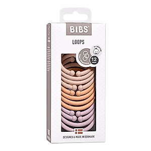 BIBS Loops 12-Pack, BPA Free, Made in Denmark. Polypropylene, Blush/Peach/Dusky Lilac