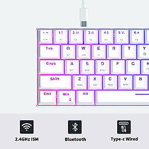 CIY AK61 Hot-Swappable Mechanical Keyboard with CNC Aluminum Case, RGB Wireless/Wired Gaming Keyboard, Double Shot Keycaps,2000mAh Battery（Gateron Yellow Switch）