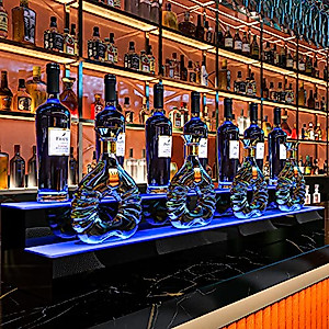 YITAHOME LED Lighted Liquor Bottle Display Shelf Supports USB & Power Bank, 2-Step 48-inch Bar Liquor Alcohol Shelf for Home Counter Party, Acrylic Mounted Whiskey Rack Stand with Remote & App Control