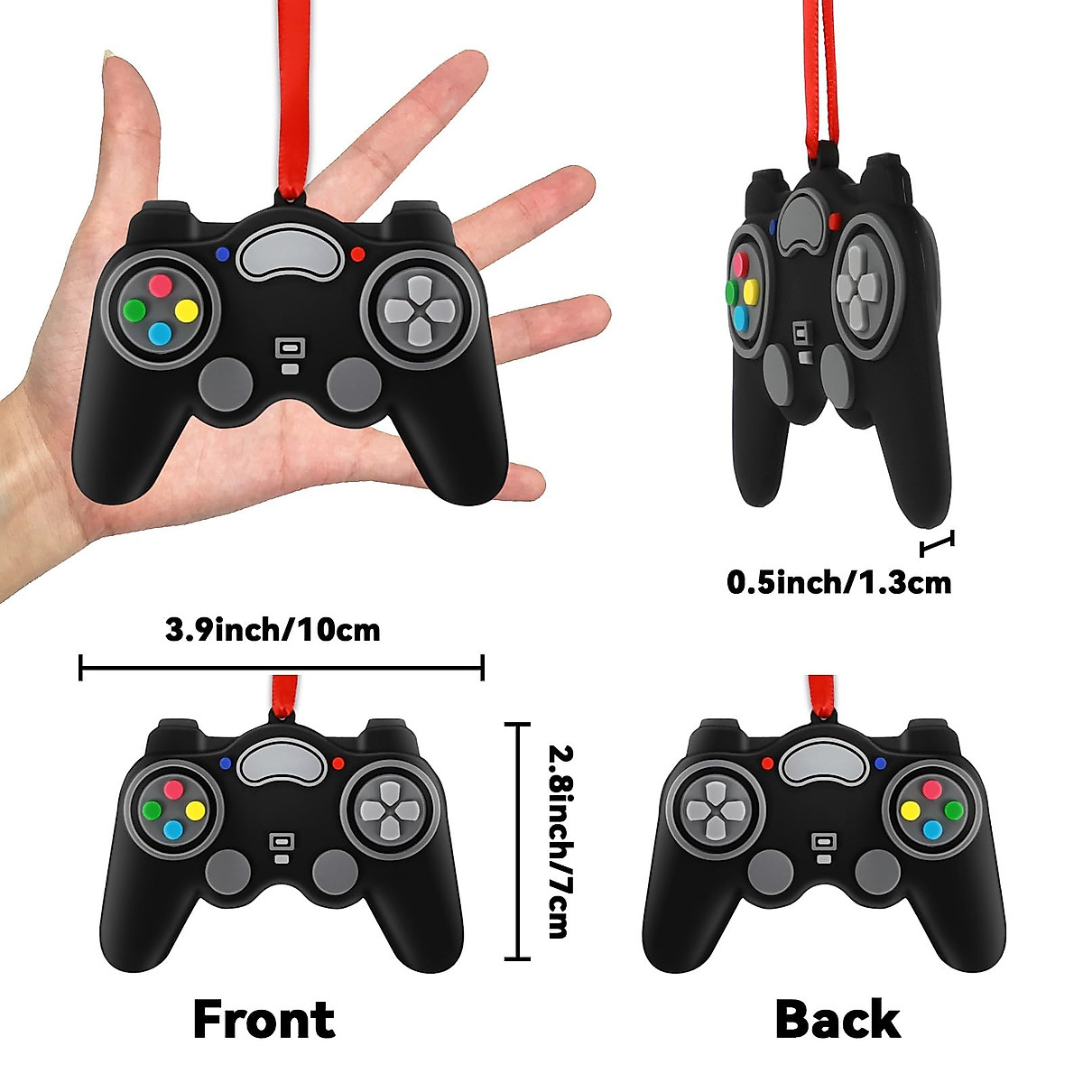 2024 Video Game Christmas Ornaments Personalized Video Game Controller Ornament for Gamer Lovers Customized Handwritten Christmas Tree Hanging Ornament Gifts Reusable PVC Rubber First Keepsake 2PC