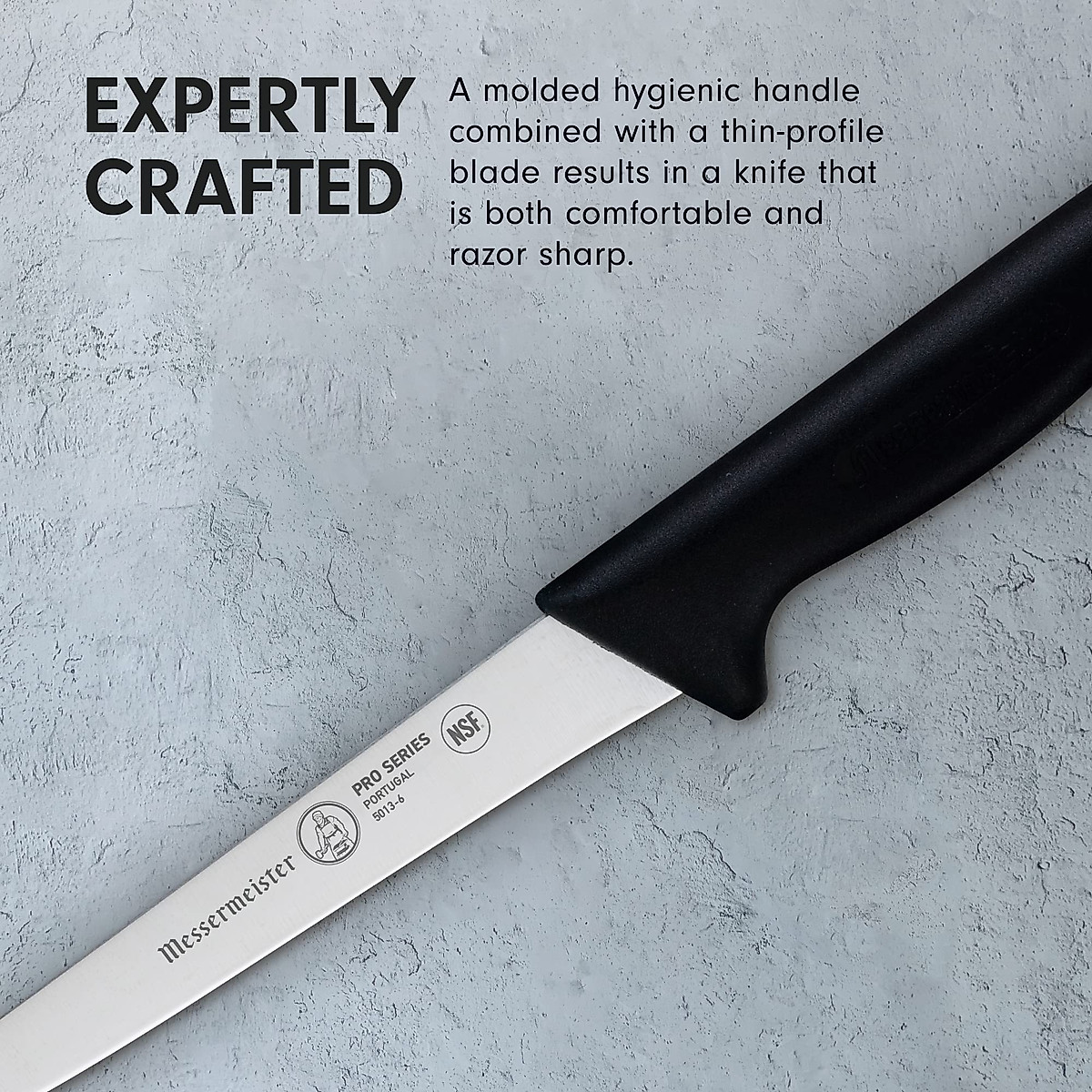 Messermeister Pro Series 6” Stiff Boning Knife - German X50 Stainless Steel & NSF-Approved PolyFibre Handle - 15-Degree Edge, Rust Resistant & Easy to Maintain - Made in Portugal