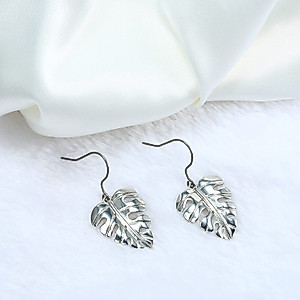 TGNEL Titanium Earrings | Monstera Leaf Summer Earrings Dangle Drop Earrings for Women Sensitive Ear