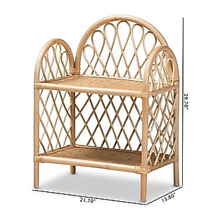 Baxton Studio Hammond Modern Bohemian Natural Brown Rattan 2-Tier Display Shelf