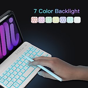 PIMOFEE iPad mini 6 case with keyboard 2021 8.3"- Backlit Keyboard Case Thin Slim Smart with Detachable Wireless Backlit Keyboard with Pencil Holder for iPad Mini 6th Generation 8.3" 2021,Rose Gold
