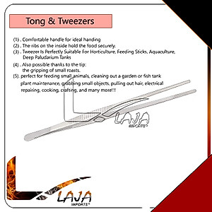Laja Imports Stainless Steel Extra-Long 18 Inch Tongs Tweezers With Precision Serrated Tips For Garden, Kitchen, Indoor & Outdoor for Educational Use