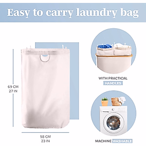 ZengRun- Double Laundry Hamper with Lid Cover - Bamboo Section Laundry Basket - Collapsible Clothes Fabric Bin - Easy and Efficient Sorting - Removable Bags - 140L - Light gray