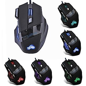 7 Button 5500 3200 DPI LED USB Computer Mouse For Gamer