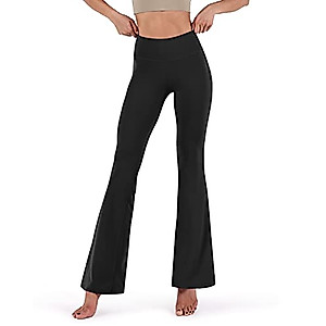 ODODOS Women's High Waisted Boot-Cut Yoga Pants Tummy Control Workout Non See-Through Bootleg Yoga Pants-31 Inseam, Black, X-Large