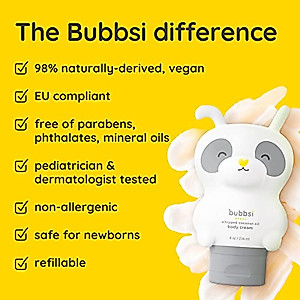 Bubbsi Whipped Coconut Oil Baby Lotion for Eczema, Dry Skin, Baby Acne, KP | Organic Coconut Oil, Shea Butter, Vitamin E | Light, Natural Scent | EU Compliant, Vegan (Refillable, 8oz)