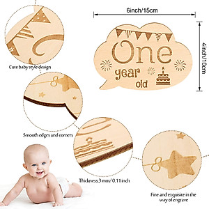 13 Pieces Baby Monthly Milestone Cards Wooden Baby Milestone Sign Baby Gift Sets First Year Growth Cards Newborn Photo Card Props